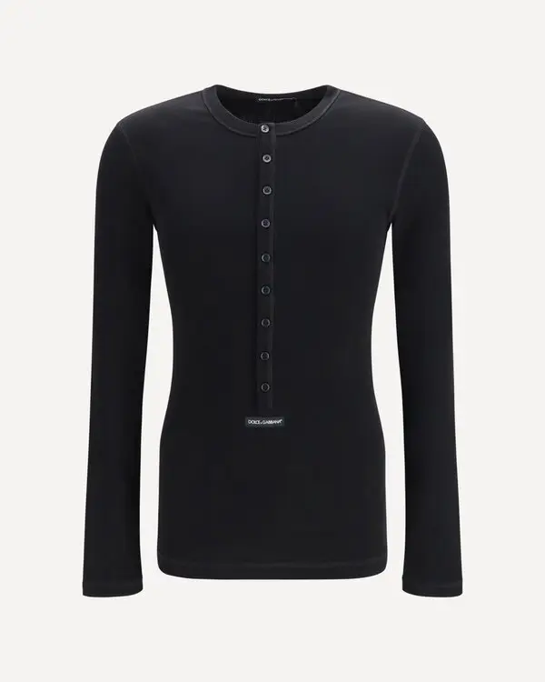 Dolce & Gabbana Ribbed Cotton Henley T-shirt