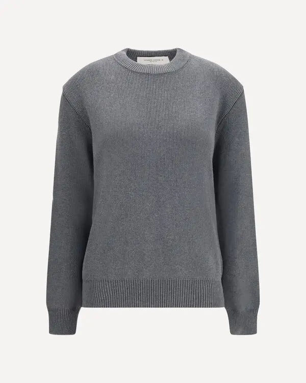 GOLDEN GOOSE Cotton Crewneck Sweater With Back Logo Feale