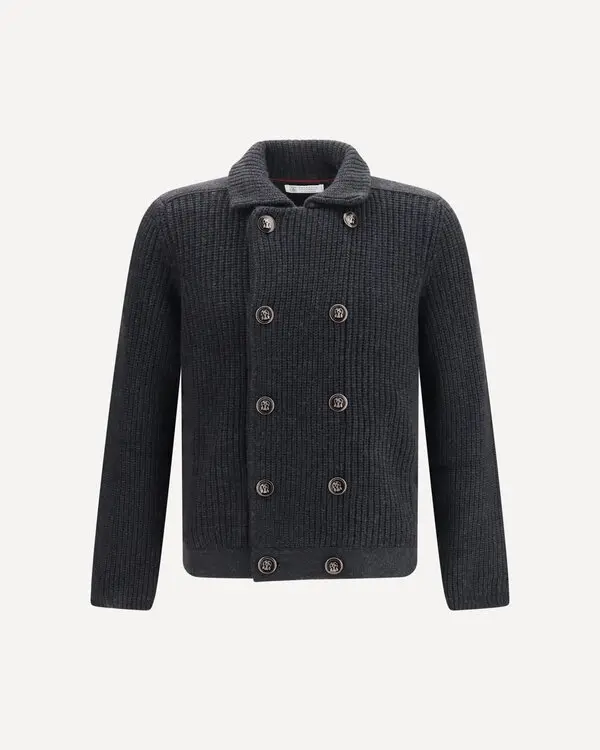 Brunello Cucinelli Marina Cardigan In English Rib Cashmere - Grey