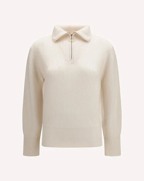 FORTE_FORTE Wool And Cashmere Half Zip Sweater