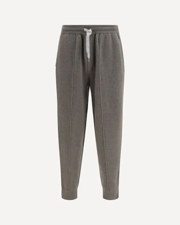 Brunello Cucinelli Doube-knit Cashmere Pants With Crête And Zips At The Hem Mae - Green