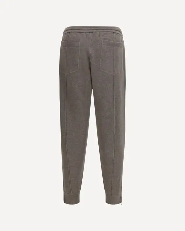 Brunello Cucinelli Doube-knit Cashmere Pants With Crête And Zips At The Hem Mae - Green