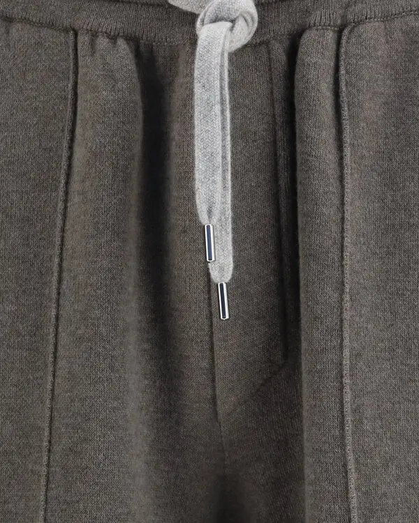 Brunello Cucinelli Doube-knit Cashmere Pants With Crête And Zips At The Hem Mae - Green
