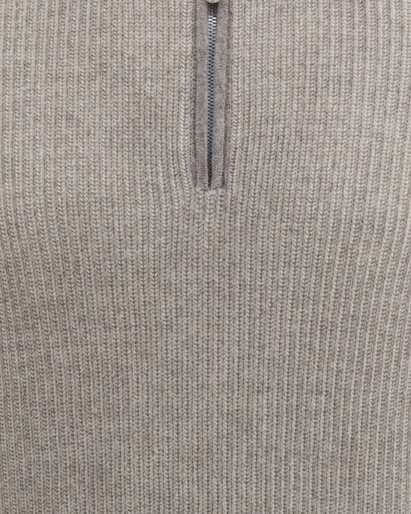 Brunello Cucinelli Cashmere Milano Stitch Polo Sweater With Zip