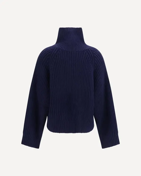 GANNI Wool Zip-neck Sweater Feale - Blue