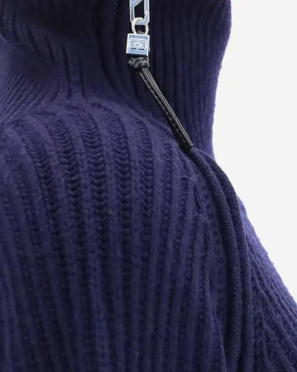 GANNI Wool Zip-neck Sweater Feale - Blue