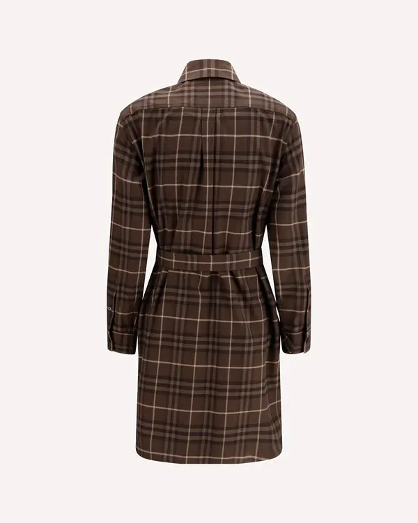 Burberry Check Cotton Shirt Dress - Brown