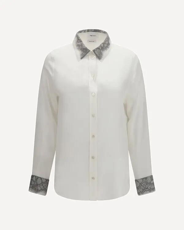 Alexander McQueen Floral Lace Detail Shirt - White