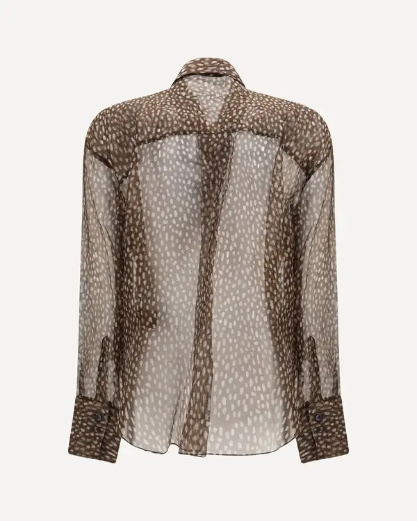 Brunello Cucinelli Dappe Sik Organza Shirt With Neck Tie Femae - Brown