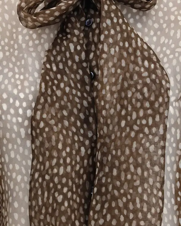 Brunello Cucinelli Dappe Sik Organza Shirt With Neck Tie Femae - Brown