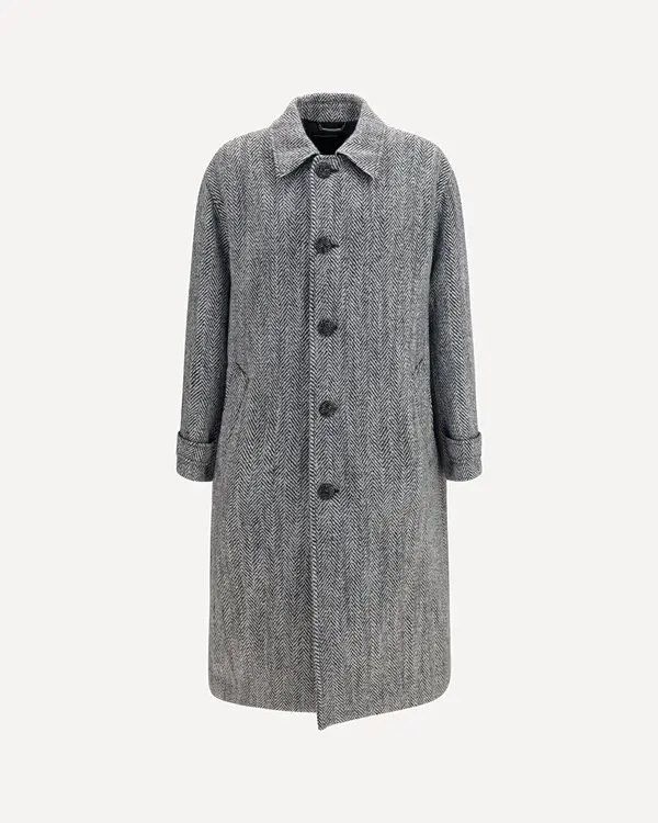 Dolce & Gabbana Chevron Wool-blend Single-breasted Coat - Grey