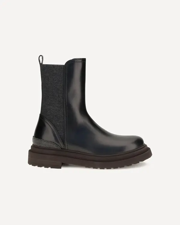 Brunello Cucinelli Leather Chelsea Ankle Boots - Black