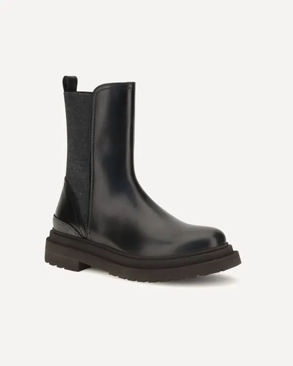 Brunello Cucinelli Leather Chelsea Ankle Boots - Black