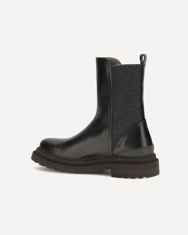 Brunello Cucinelli Leather Chelsea Ankle Boots - Black