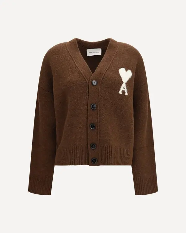 AMI Paris De Coeur Cardigan In Alpaca