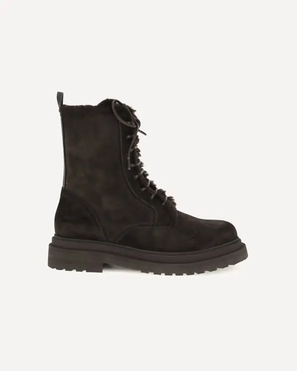 Brunello Cucinelli Laced Ankle Boots - Black