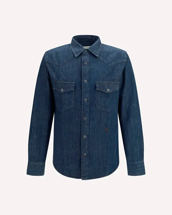 JACOB COHЁN R2 Western Cotton-deni Shirt Ale - Blue