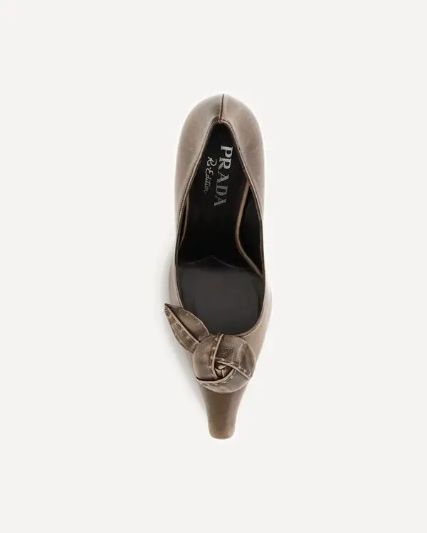 Prada Leather Pumps With Rose Appliqu