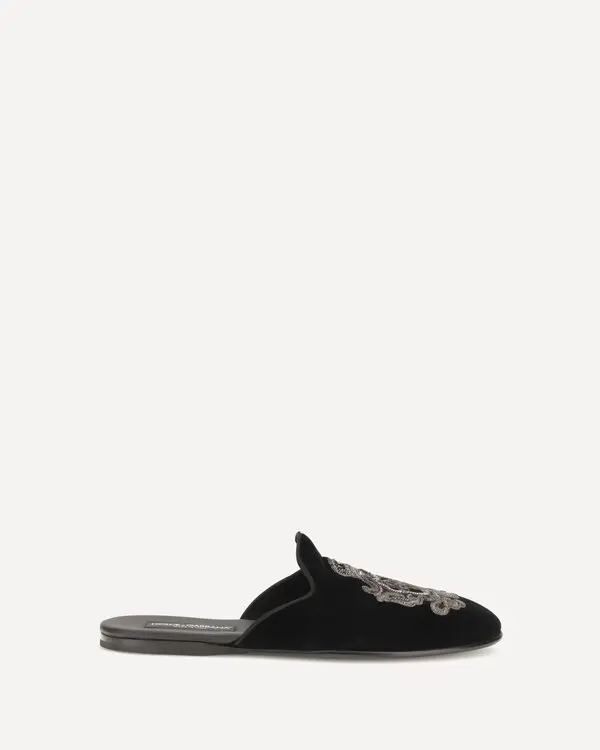Dolce & Gabbana Velvet Slippers - Black