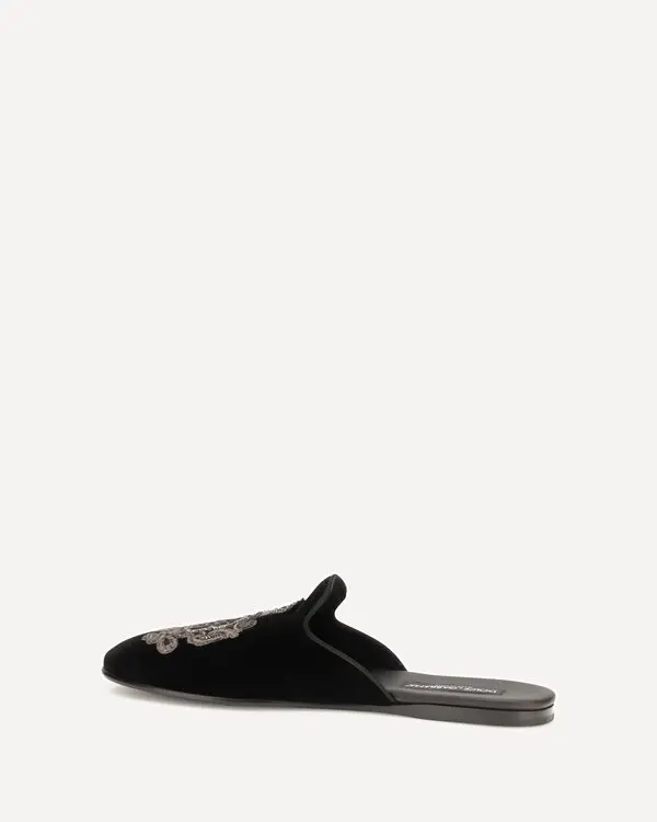 Dolce & Gabbana Velvet Slippers - Black