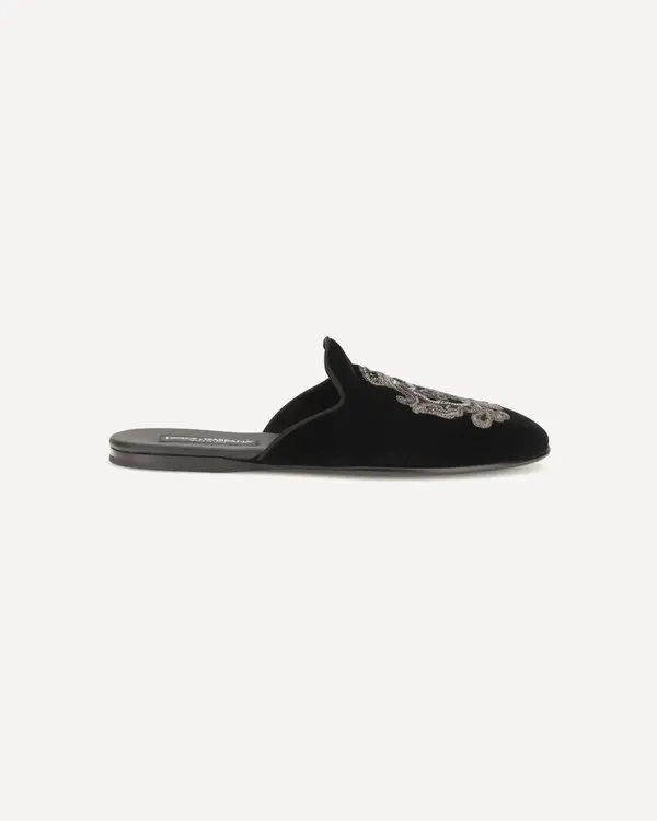 Dolce & Gabbana Velvet Slippers - Black