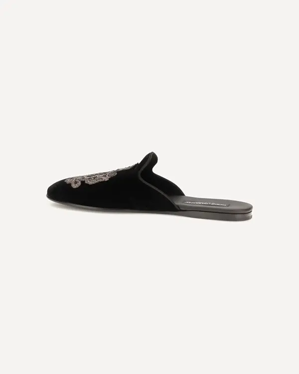 Dolce & Gabbana Velvet Slippers - Black