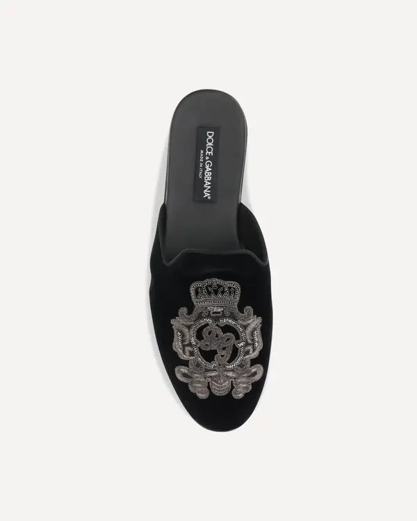 Dolce & Gabbana Velvet Slippers - Black