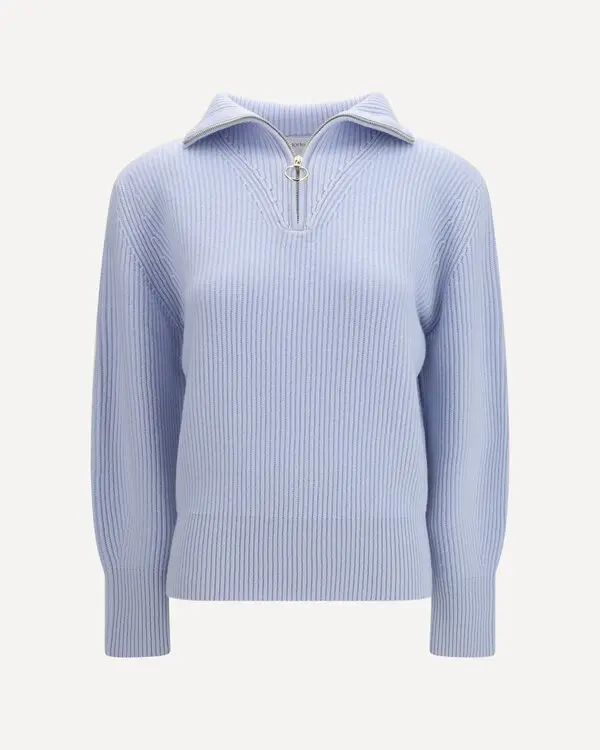 FORTE_FORTE Wool And Cashmere Half Zip Sweater