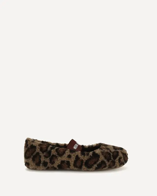 Moon Boot Leopard Teddy Ballerinas - Brown