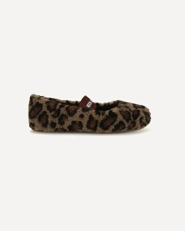 Moon Boot Leopard Teddy Ballerinas - Brown