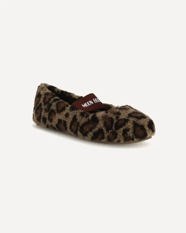 Moon Boot Leopard Teddy Ballerinas - Brown