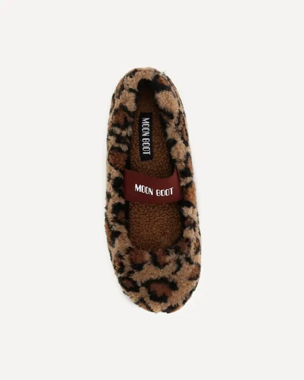 Moon Boot Leopard Teddy Ballerinas - Brown