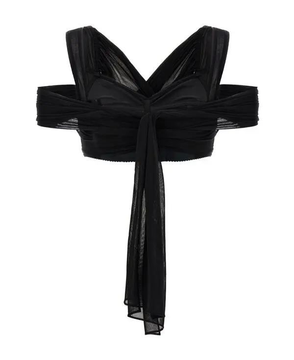 Dolce & Gabbana Dolce Gabbana Kim Crossed Shoulder Cropped Top