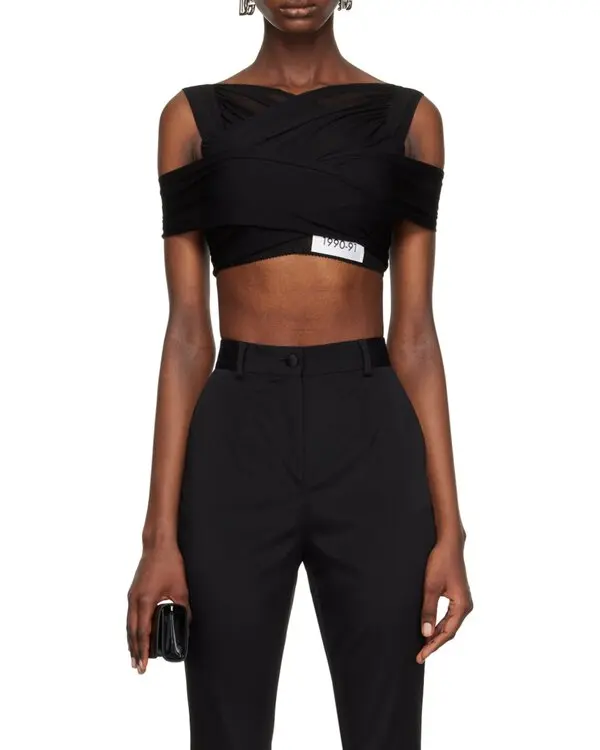 Dolce & Gabbana Dolce Gabbana Kim Crossed Shoulder Cropped Top