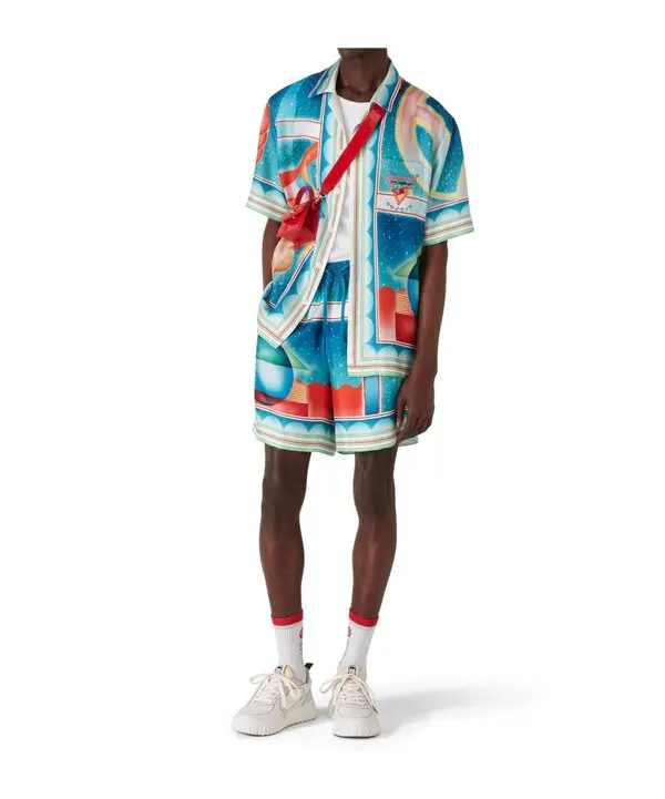Casablanca Cuban Collar Printed Silk Shirt
