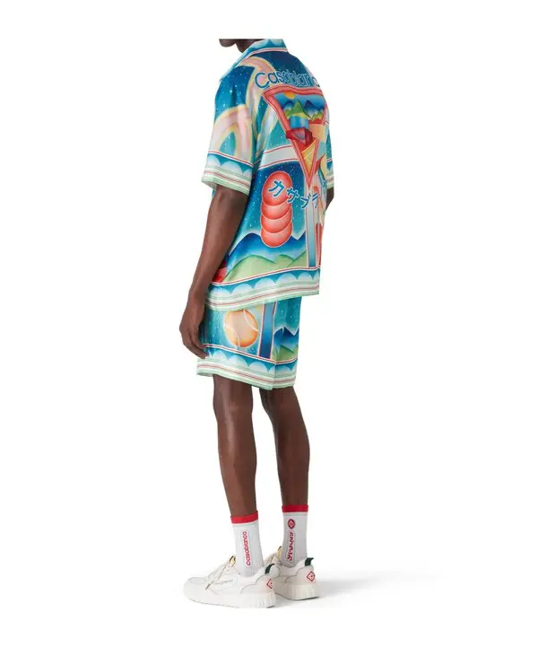 Casablanca Cuban Collar Printed Silk Shirt