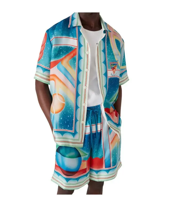 Casablanca Cuban Collar Printed Silk Shirt