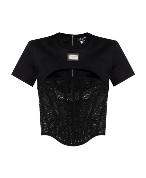 Dolce & Gabbana Logo-plaque Cropped Top - Black