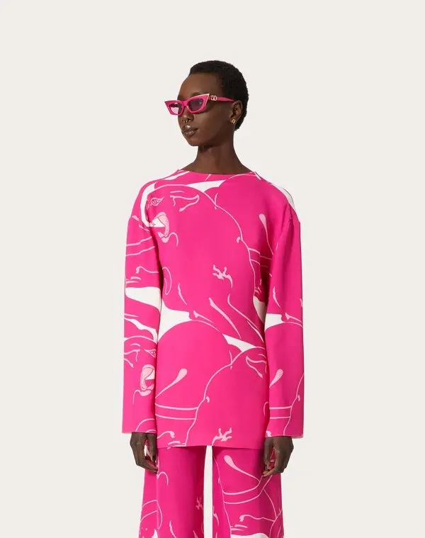 Valentino Garavani Panther-print Low Back Blouse