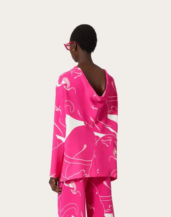 Valentino Garavani Panther-print Low Back Blouse