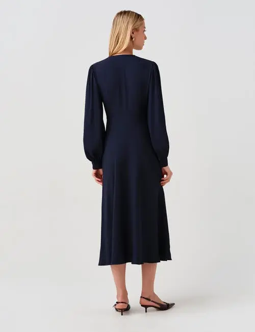 GHOST LONDON Deanna V-neck Midi Dress - Navy