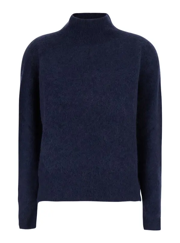 MERCI Jersey Round-neck Long-sleeve Top - Blu