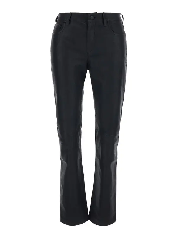 Ag Sophie High-waisted Flared Leather Jeans With Logo Patch Back