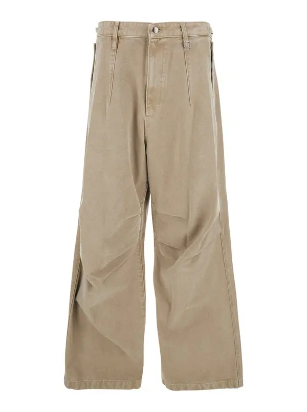 WOOYOUNGMI Cotton Pants With Belt Loops, Button & Zip Closure