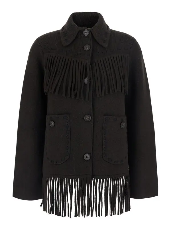 Guest In Residence Fringed Leather Western Jacket With Welt Pockets