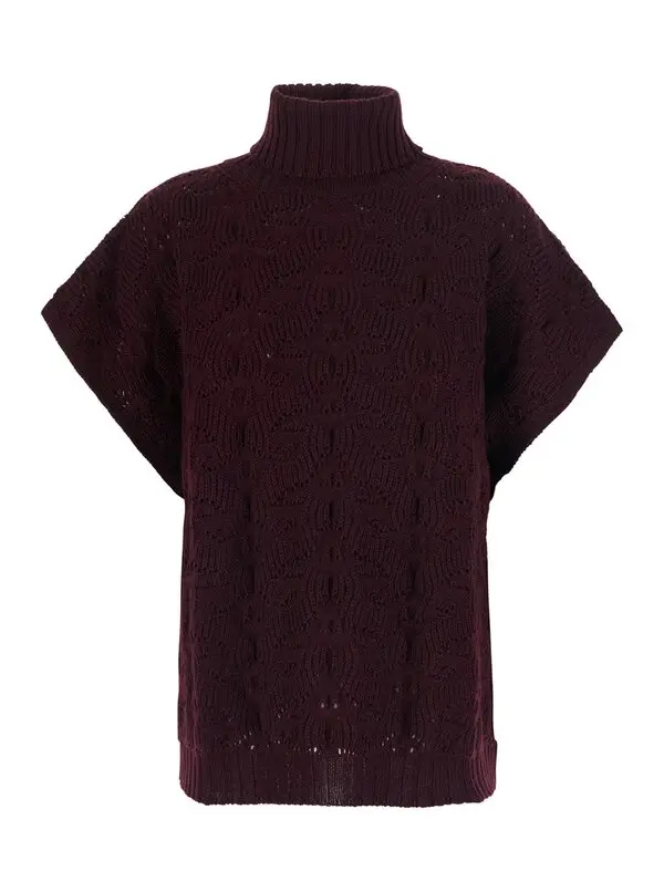 Etro High-neck Knit Sweater With Wide Short Sleeves