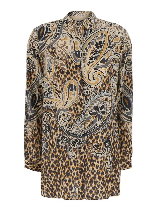 Etro Shirt With Classic Collar And All-over Floral Animalier Silk