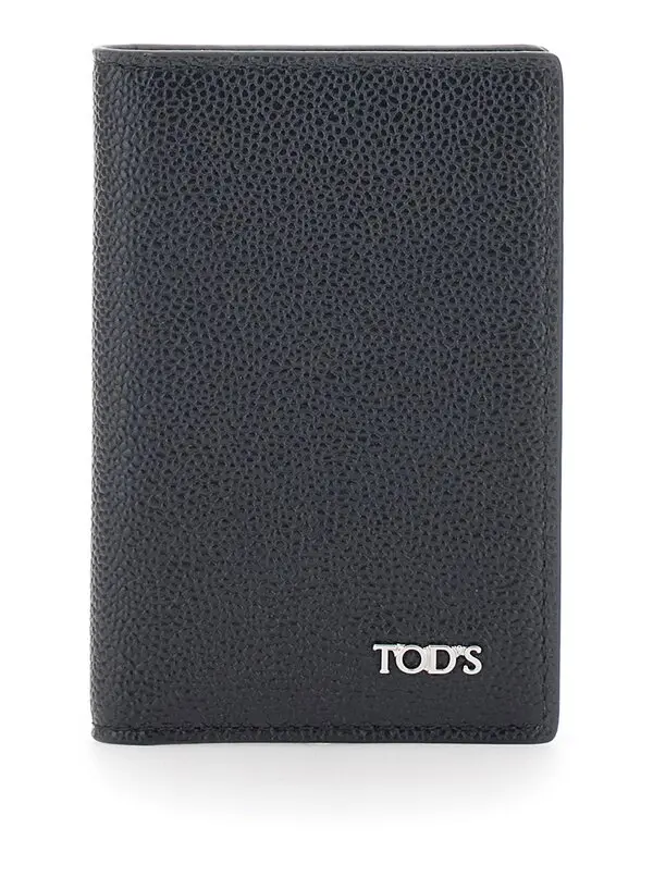 TOD'S Grained Leather Cardholder With Metallic Logo Lettering