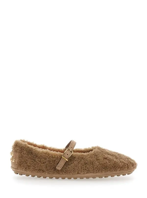 TOD'S Fur-trim Ballet Flats