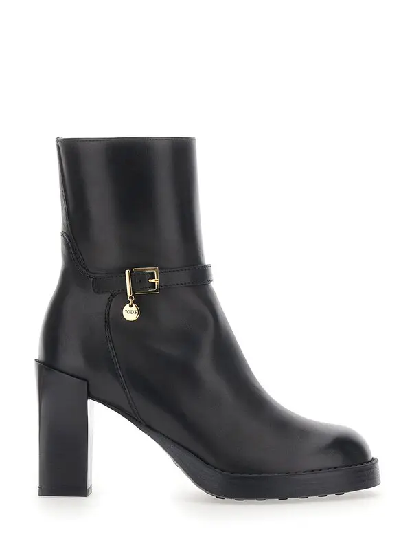 TOD`S Tod's Buckle Strap Leather Ankle Boots With High Heel